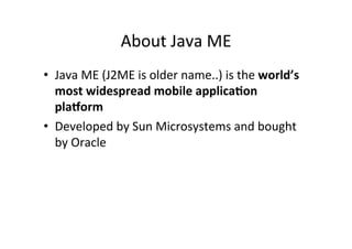 Intro to Java ME and Asha Platform | PDF