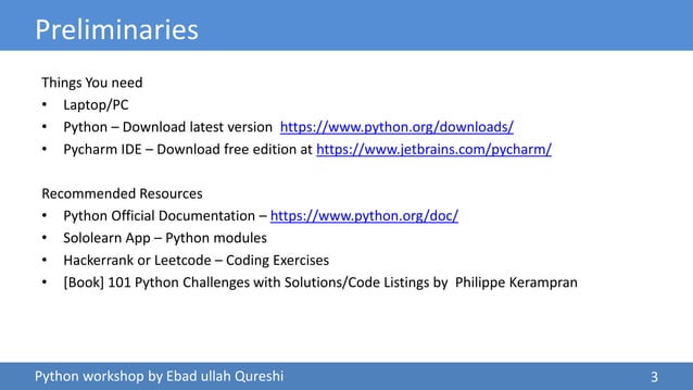 01 Introduction to Python | PPT