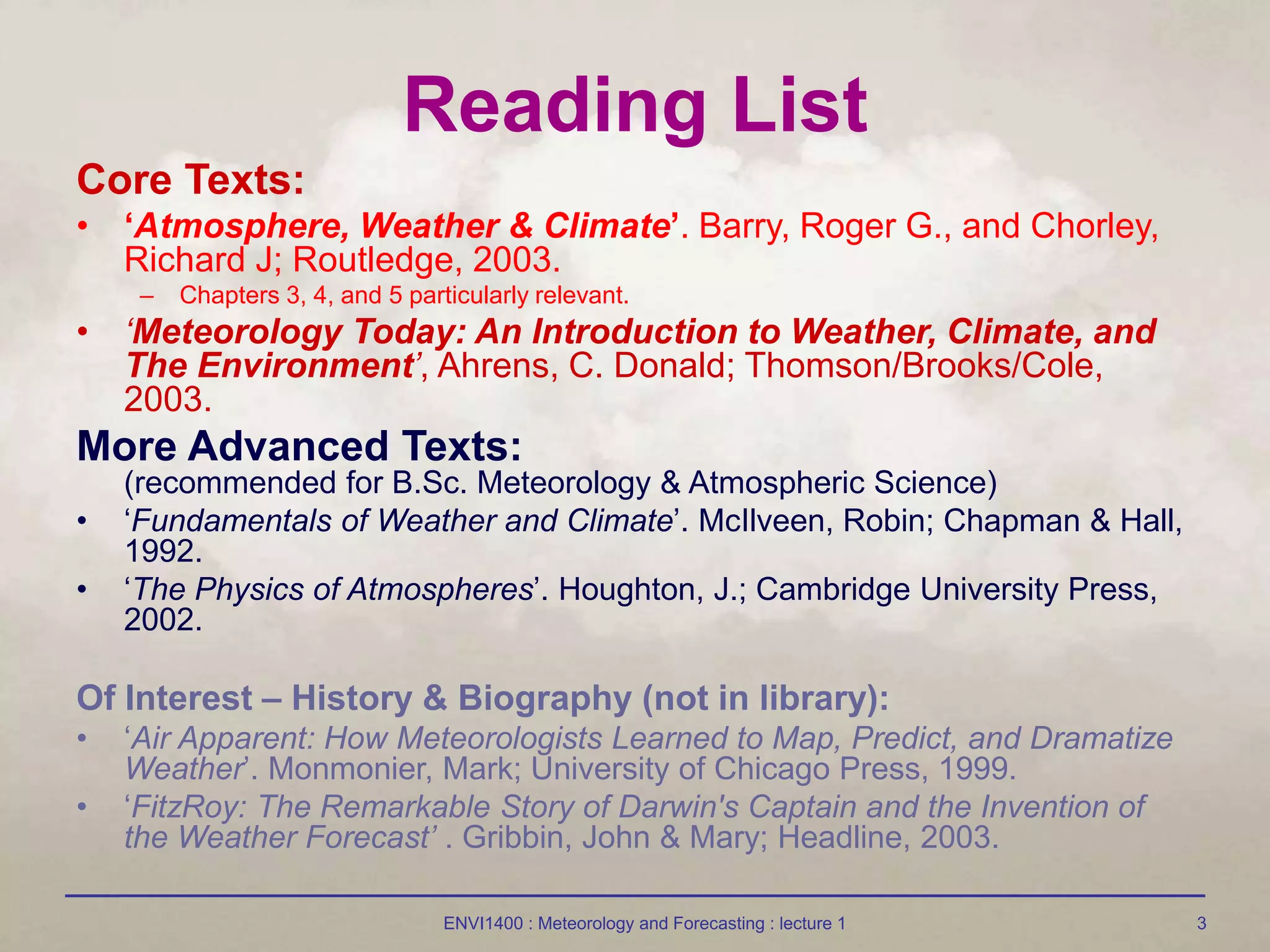 01 introduction TO METEROLOGY AND WEATHER FORECASTING | PPT