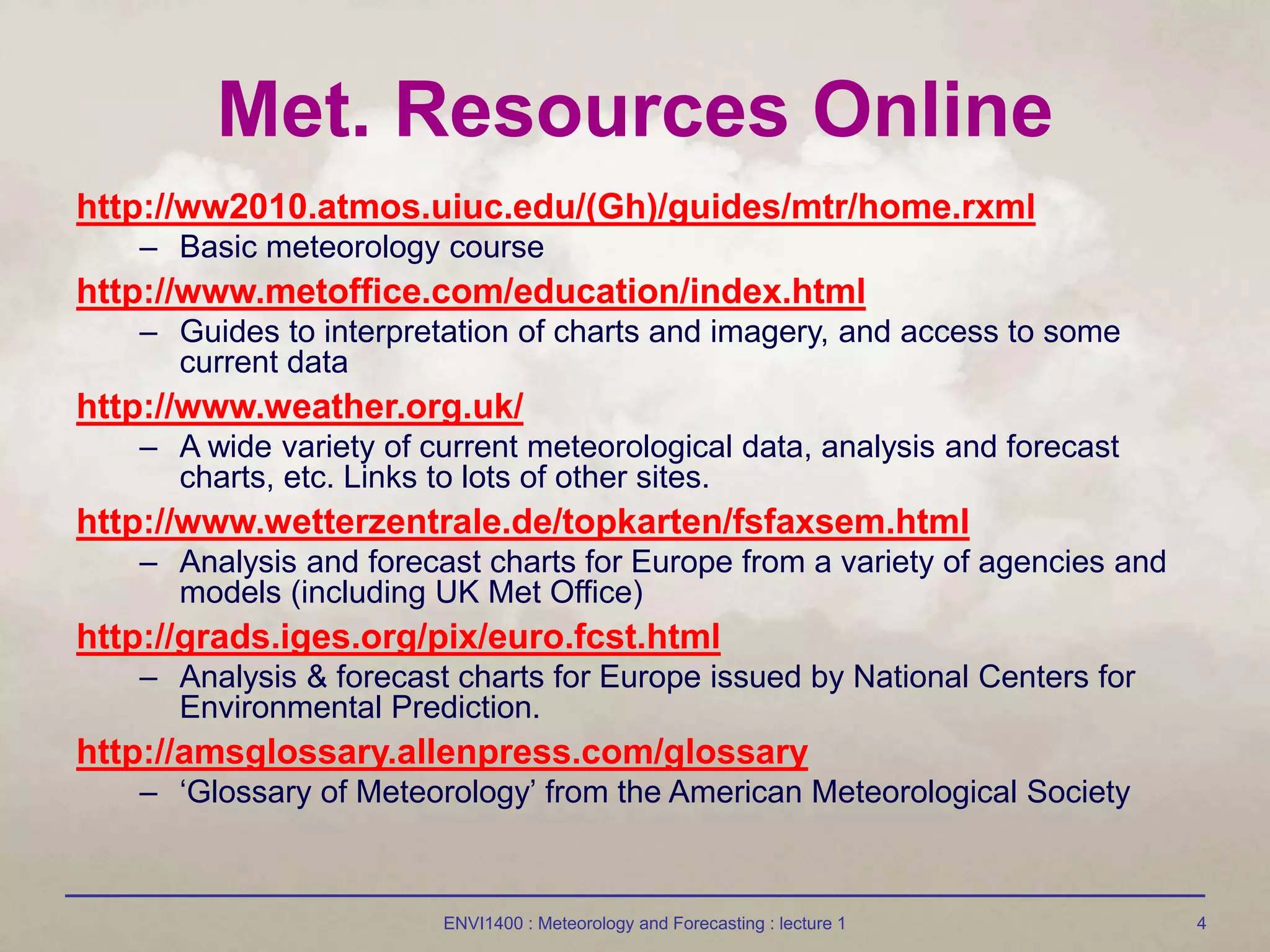01 introduction TO METEROLOGY AND WEATHER FORECASTING | PPT