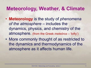 01 introduction TO METEROLOGY AND WEATHER FORECASTING | PPT