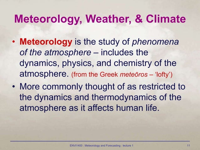 01 introduction TO METEROLOGY AND WEATHER FORECASTING | PPT | Weather ...