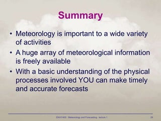 01 introduction TO METEROLOGY AND WEATHER FORECASTING | PPT