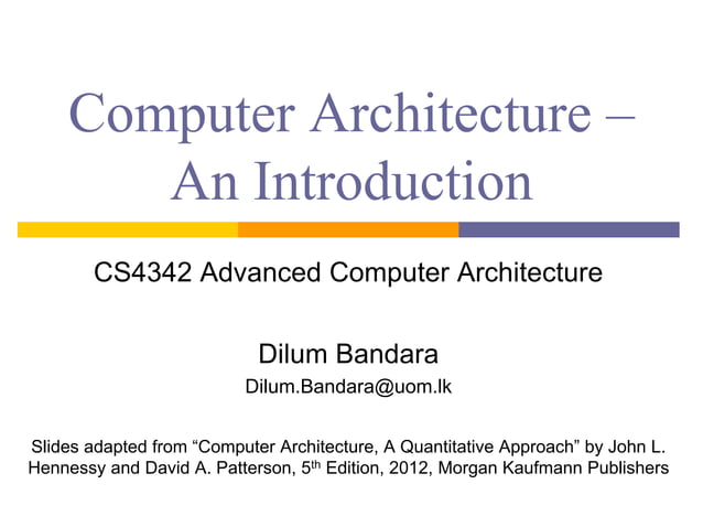 Advanced Computer Architecture – An Introduction | PPTX