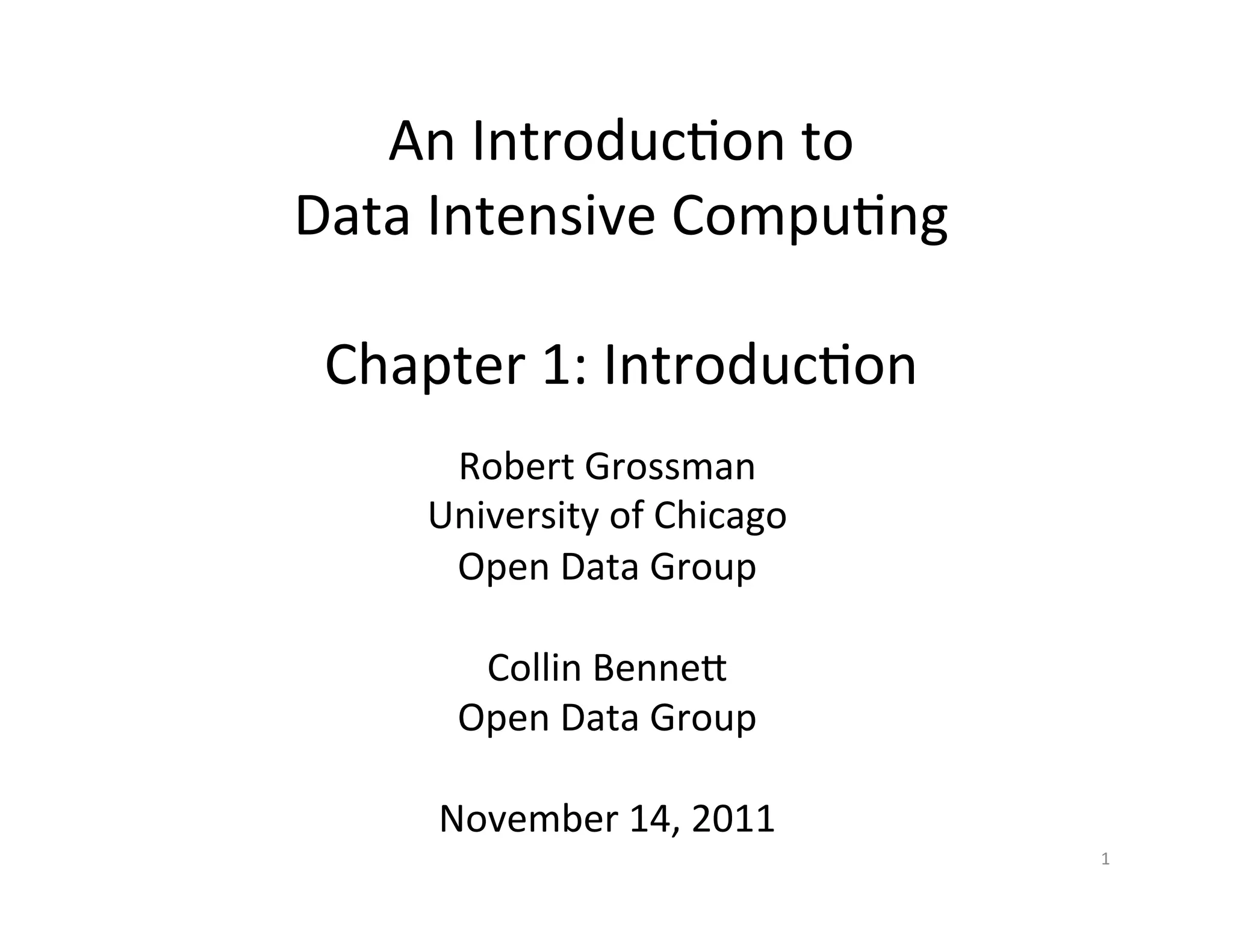 An Introduction To Data Intensive Computing Pdf