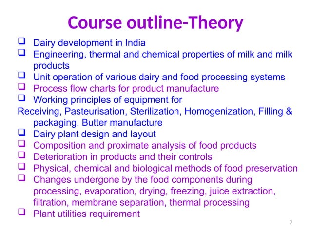 Introduction to Dairy and Food Engineering. | PPT