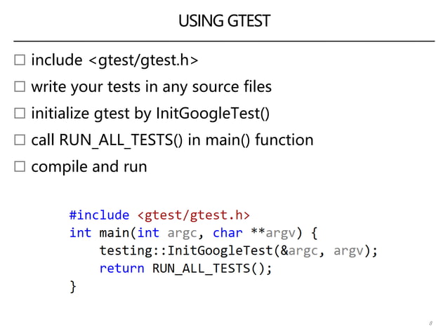 01-introduction-to-gtest.pptx nnnnnnnnnn | PPTX | Programming Languages ...
