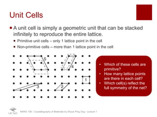 UCSD NANO106 - 01 - Introduction to Crystallography | PDF