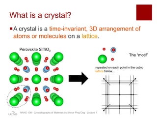UCSD NANO106 - 01 - Introduction to Crystallography | PDF