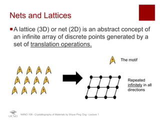 UCSD NANO106 - 01 - Introduction to Crystallography | PDF