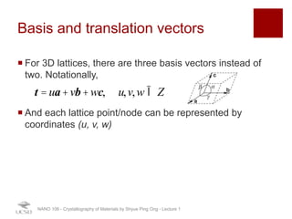 UCSD NANO106 - 01 - Introduction to Crystallography | PDF