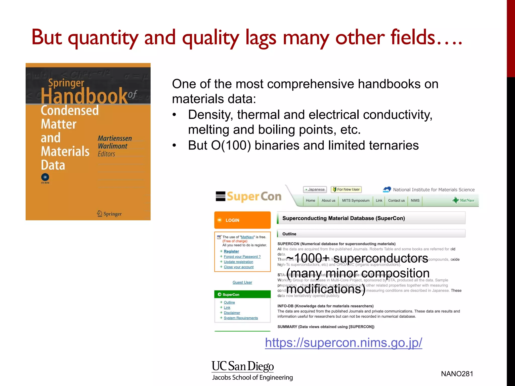 NANO281 Lecture 01 - Introduction to Data Science in Materials Science | PPT