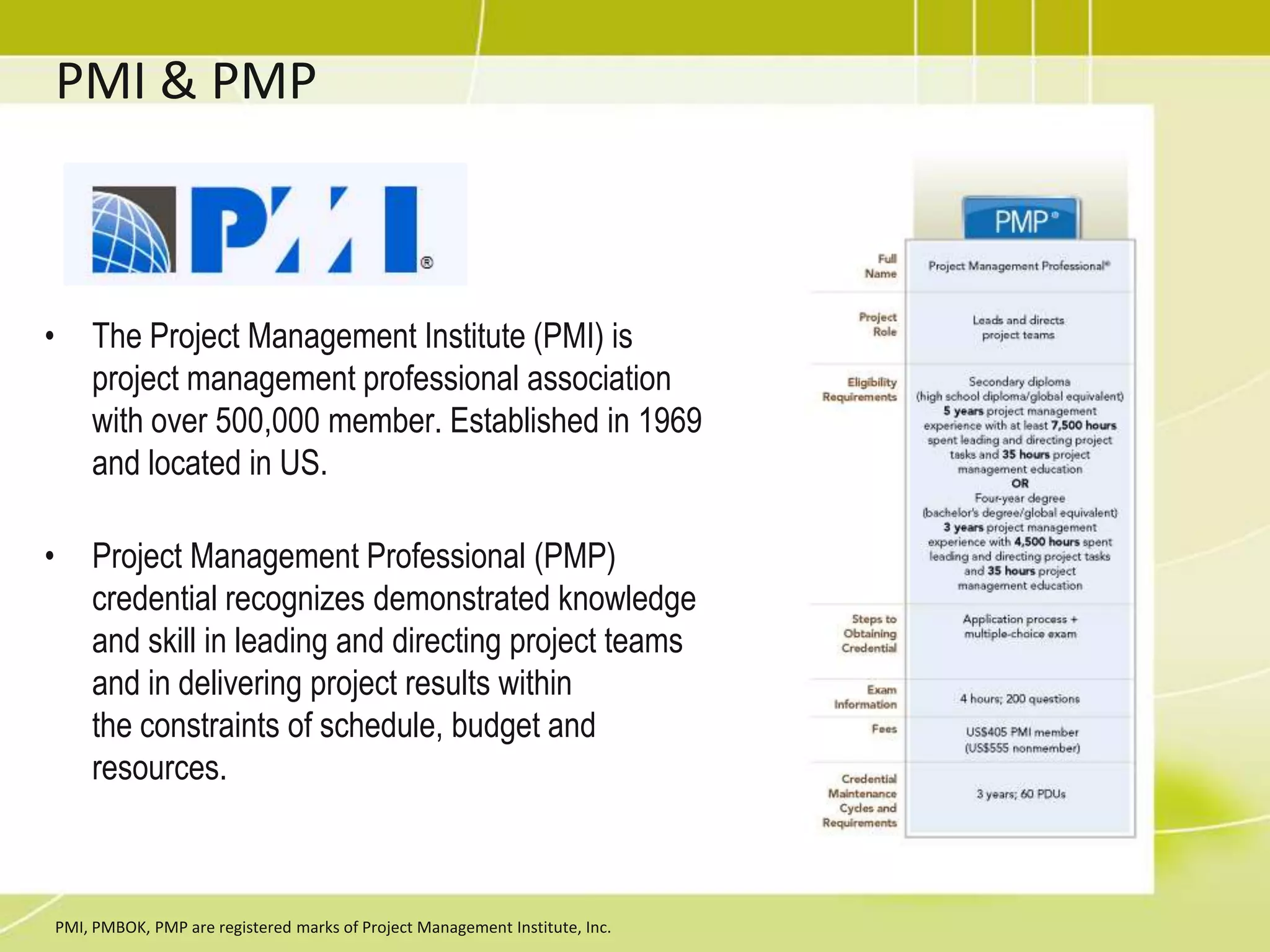 PMP Training - 01 introduction to framework | PPTX