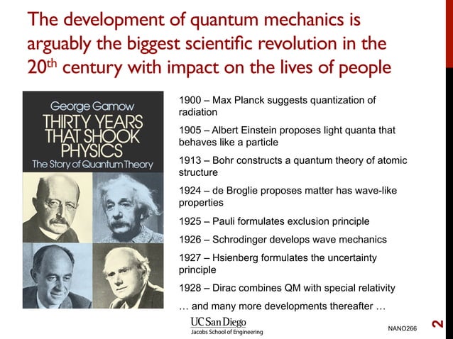 NANO266 - Lecture 1 - Introduction to Quantum Mechanics | PDF