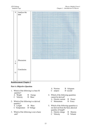 SPM PHYSICS FORM 4 intro to physics | PDF