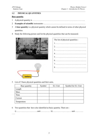 SPM PHYSICS FORM 4 intro to physics | PDF