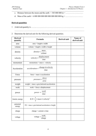 SPM PHYSICS FORM 4 intro to physics | PDF