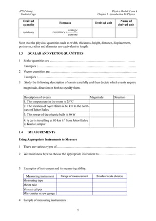 SPM PHYSICS FORM 4 intro to physics | PDF