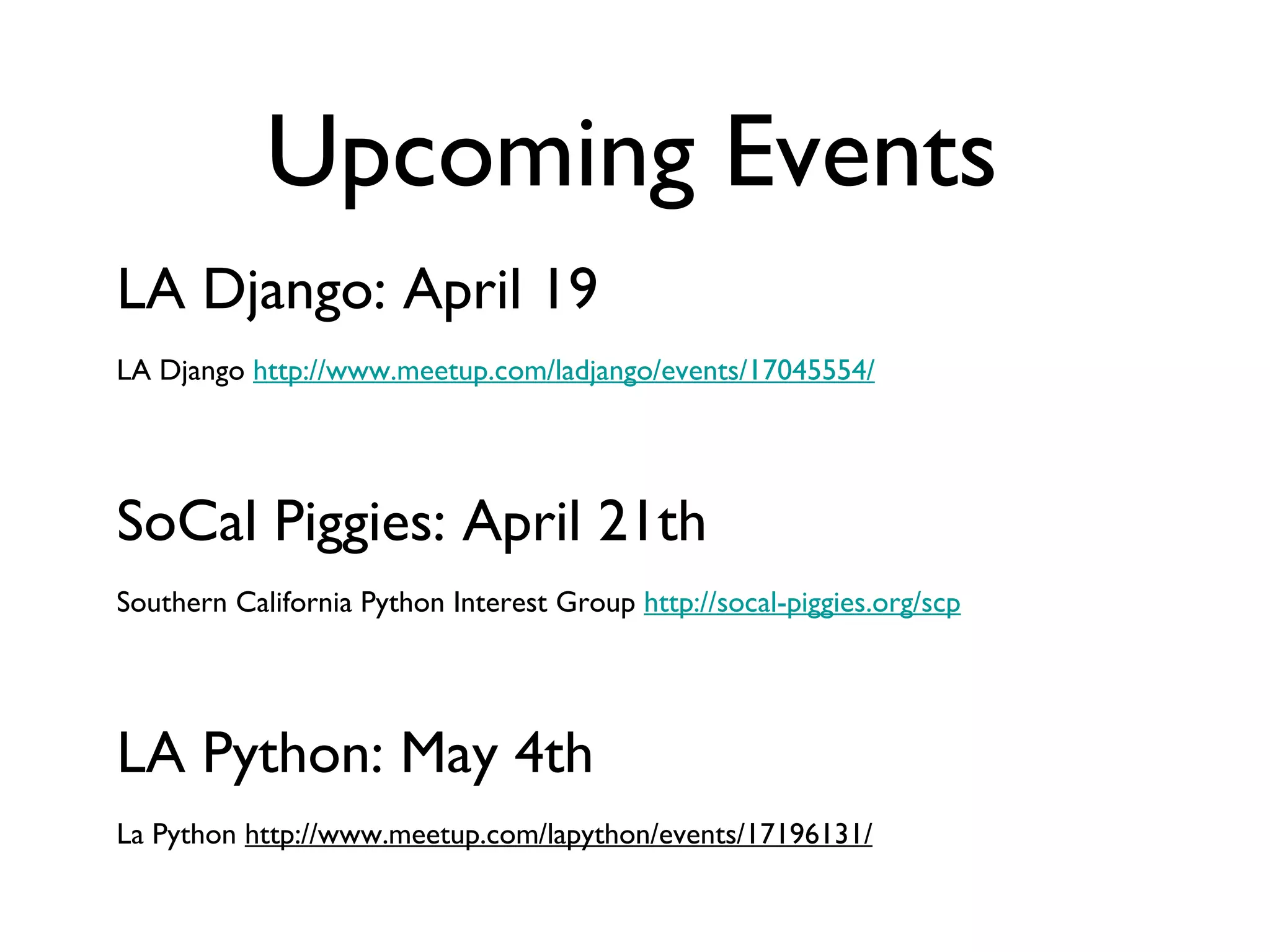 LA Python #1: Intro, Events, Advocacy | ODP | Programming Languages | Computing