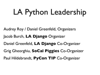 LA Python #1: Intro, Events, Advocacy | ODP | Programming Languages | Computing