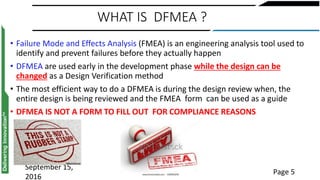 DESIGN FMEA TRAINING FOR LITENS AUTOMOTIVE | PDF