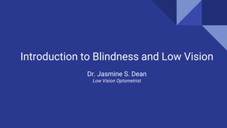 01 - LOW VISION - Introduction to Blindness and Low Vision.pptx | Eye and Vision Conditions ...