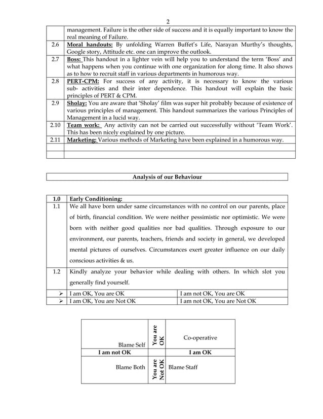 01 management handouts | PDF