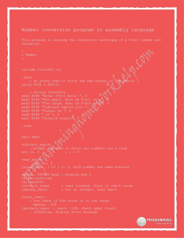 Assembly Language Assignment Help
