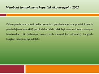 01. membuat tombol menu hyperlink di power point 2007 | PPTX