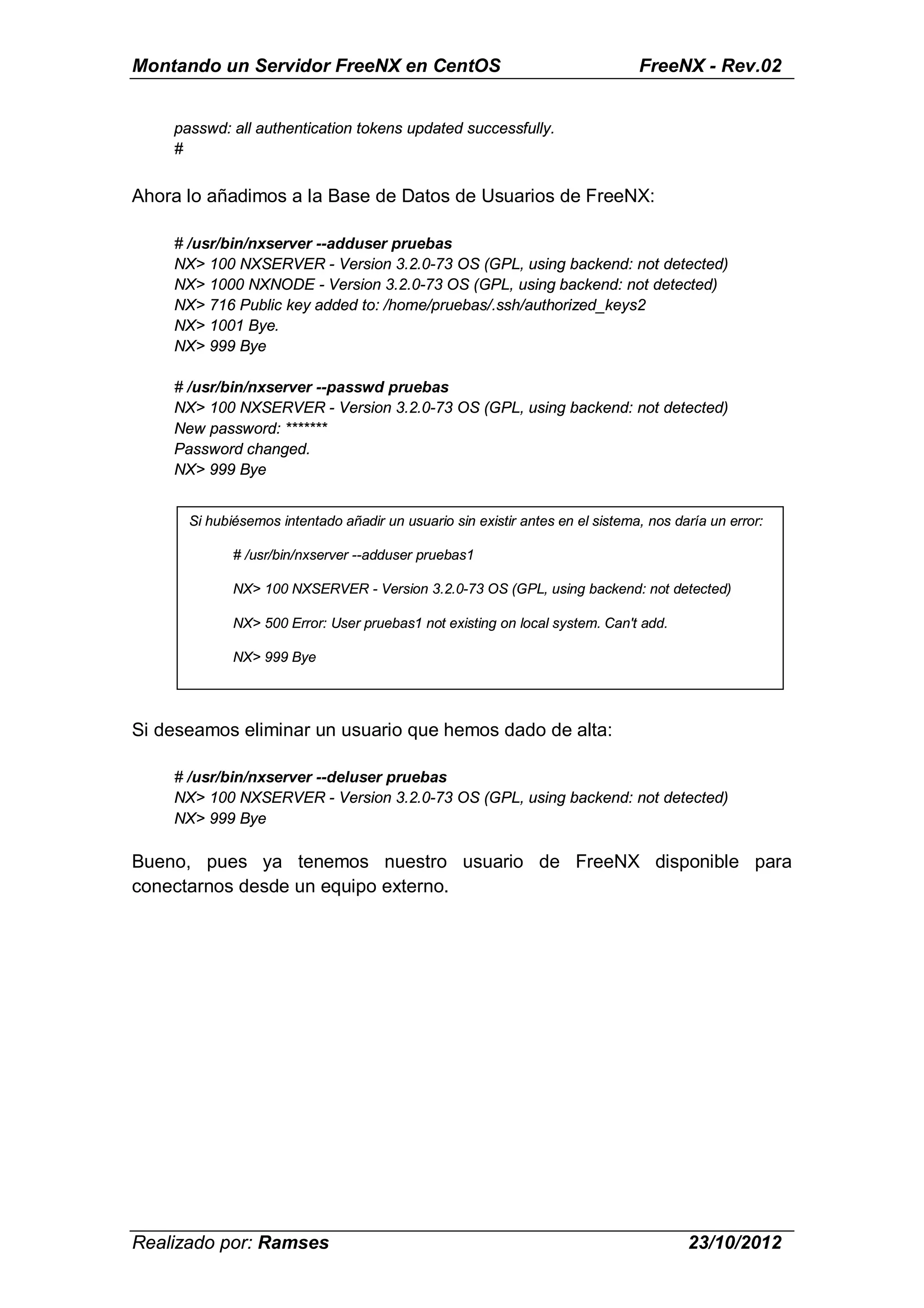 Montando un Servidor FreeNX en CentOS - Freenx-I - Instalación y Configuración de FreeNX | PDF ...