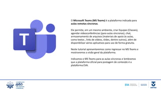 01 - MS Teams - como ingressar e visão geral da plataforma | PDF