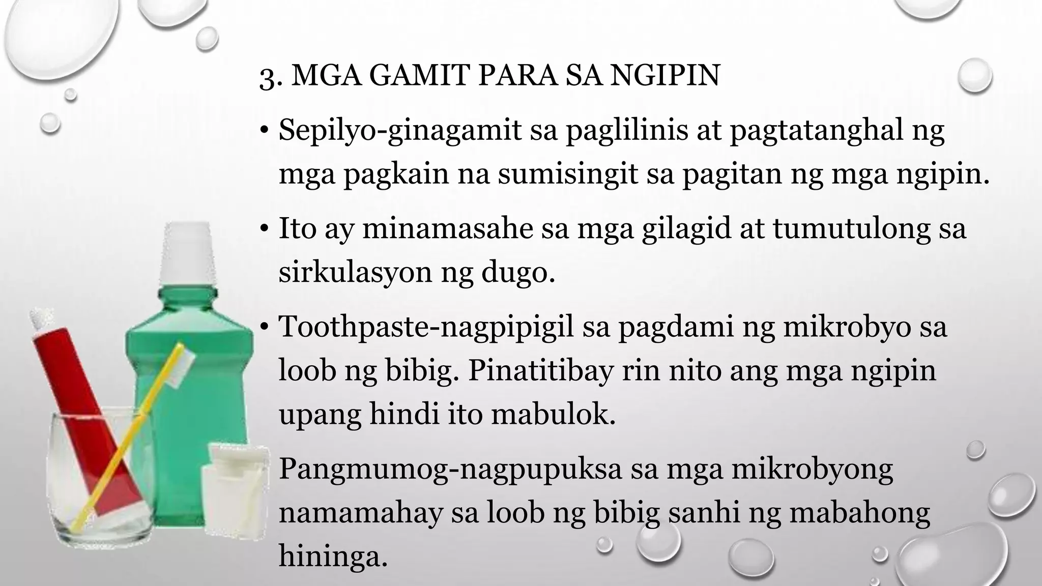 01 nakikilala ang mga kagamitan sa paglilinis at pag-aayos ng sarili ...