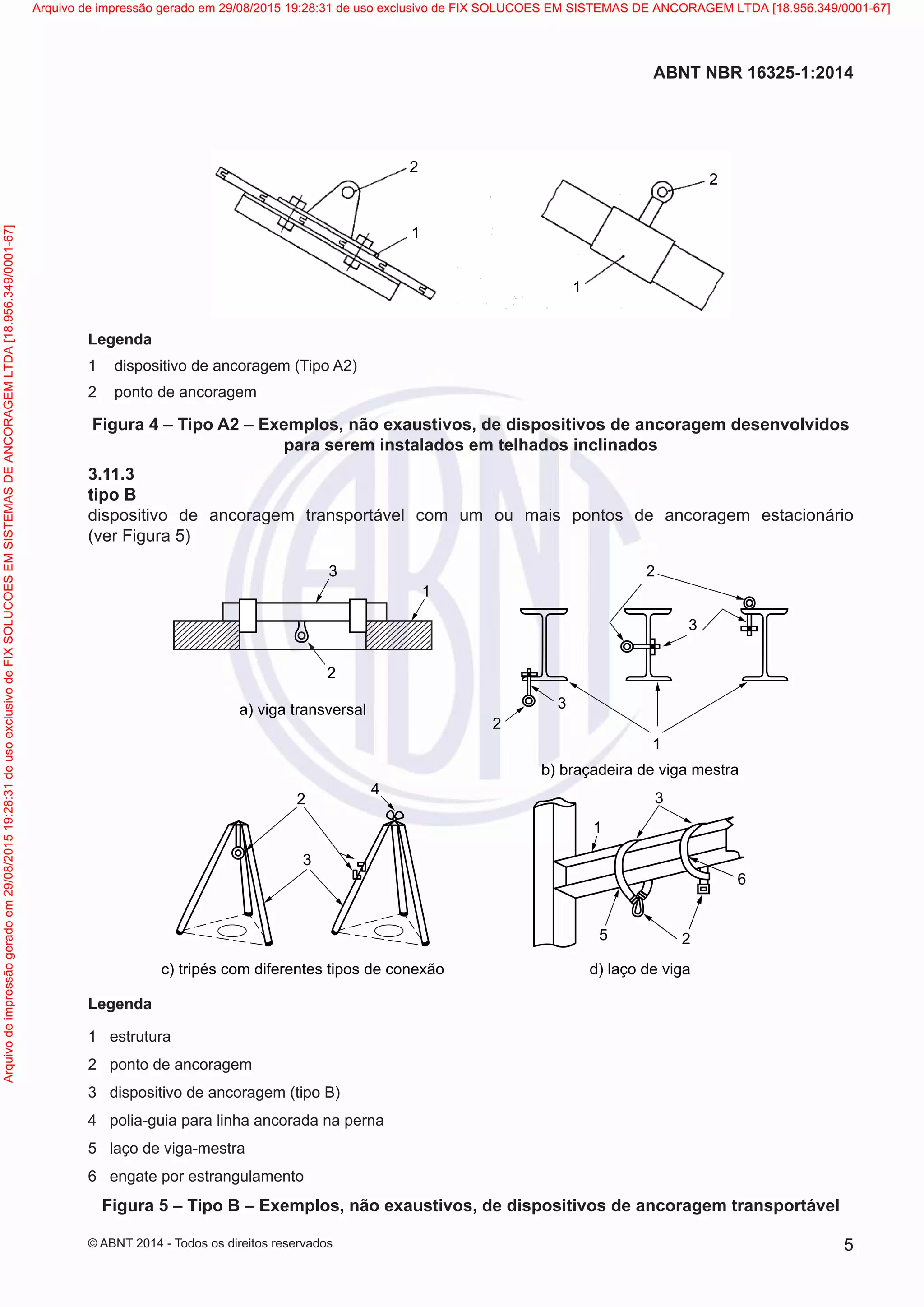 NBR 16325 - parte 1 - dispositivos de ancoragem tipos a, b e d | PDF