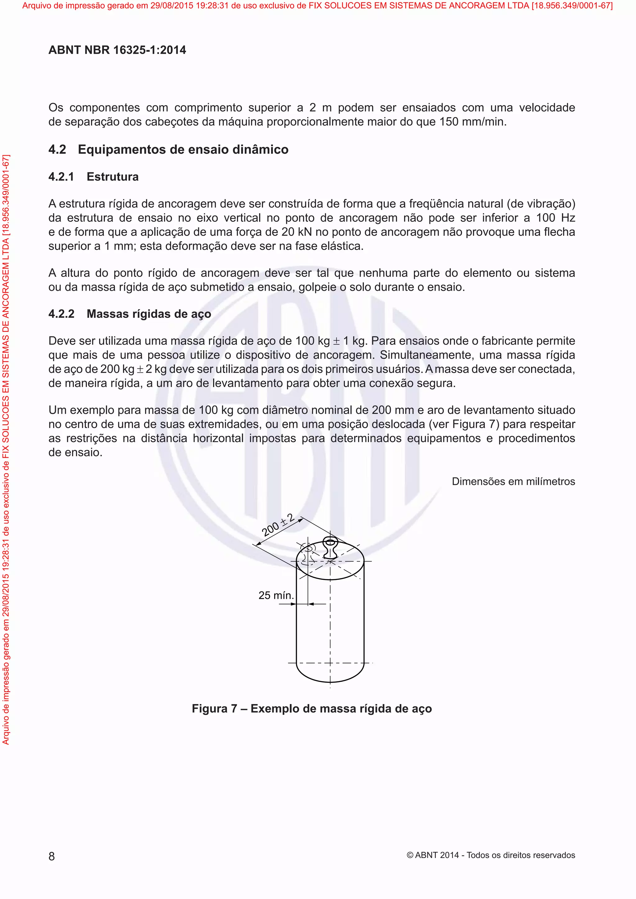 NBR 16325 - parte 1 - dispositivos de ancoragem tipos a, b e d | PDF