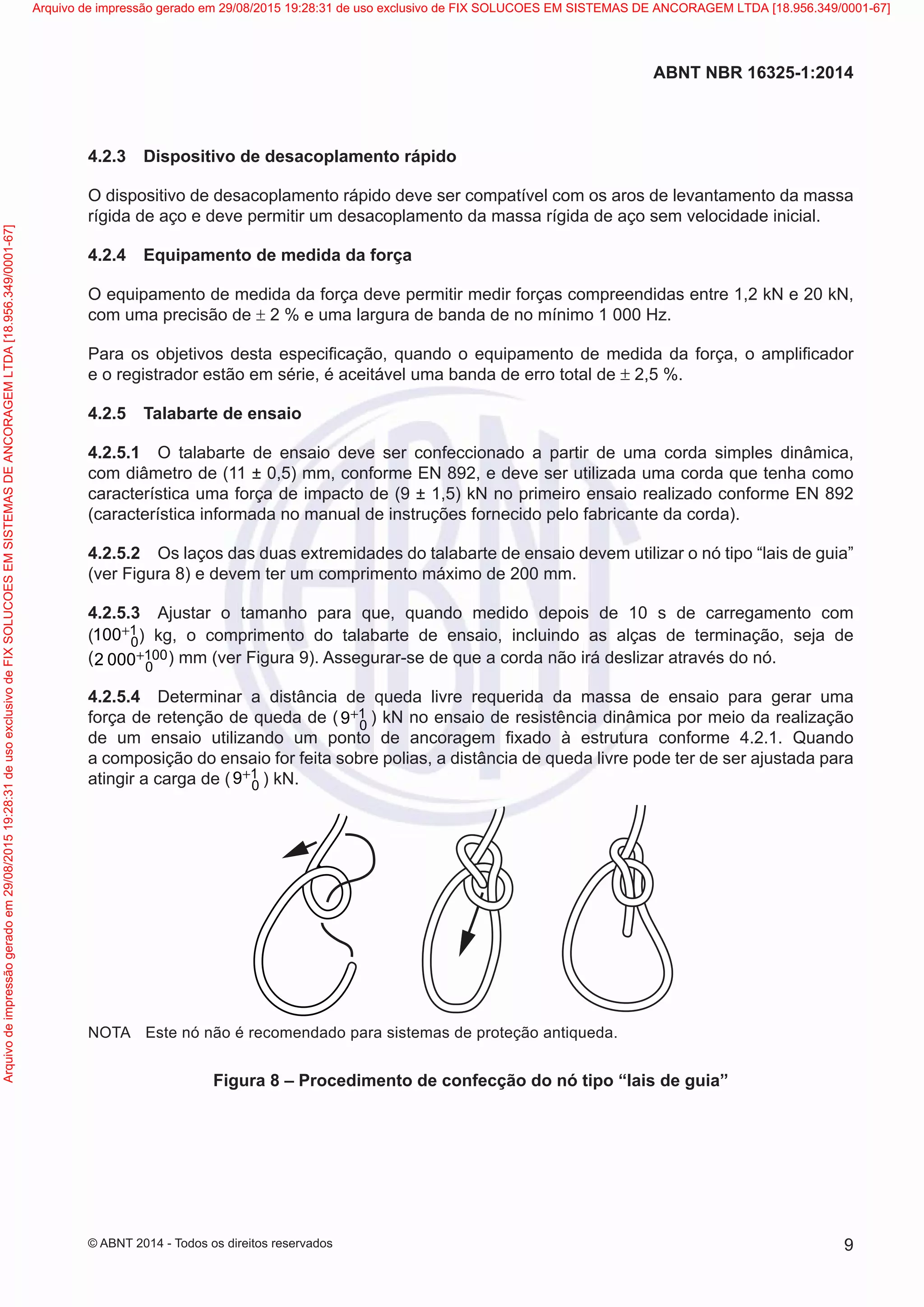 NBR 16325 - parte 1 - dispositivos de ancoragem tipos a, b e d | PDF