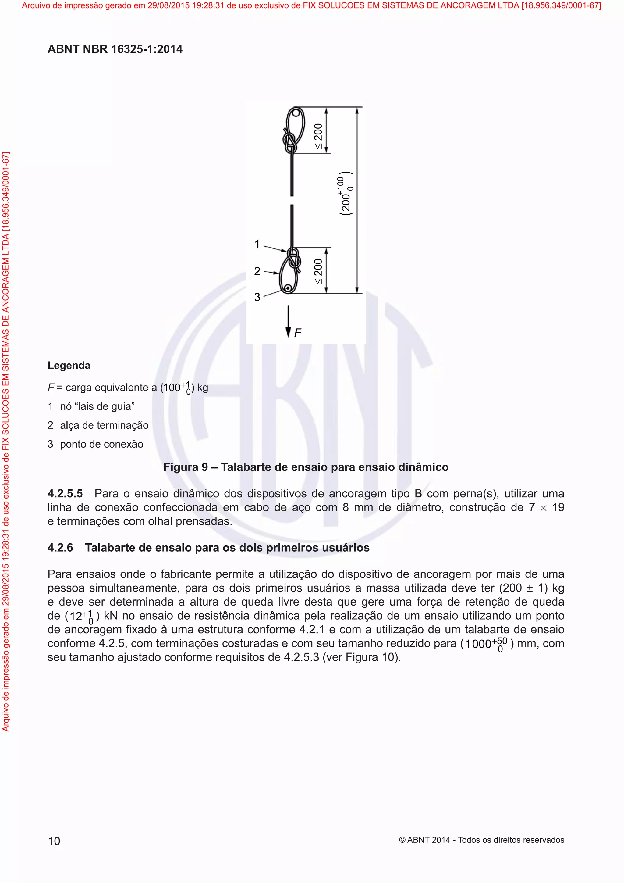 NBR 16325 - parte 1 - dispositivos de ancoragem tipos a, b e d | PDF