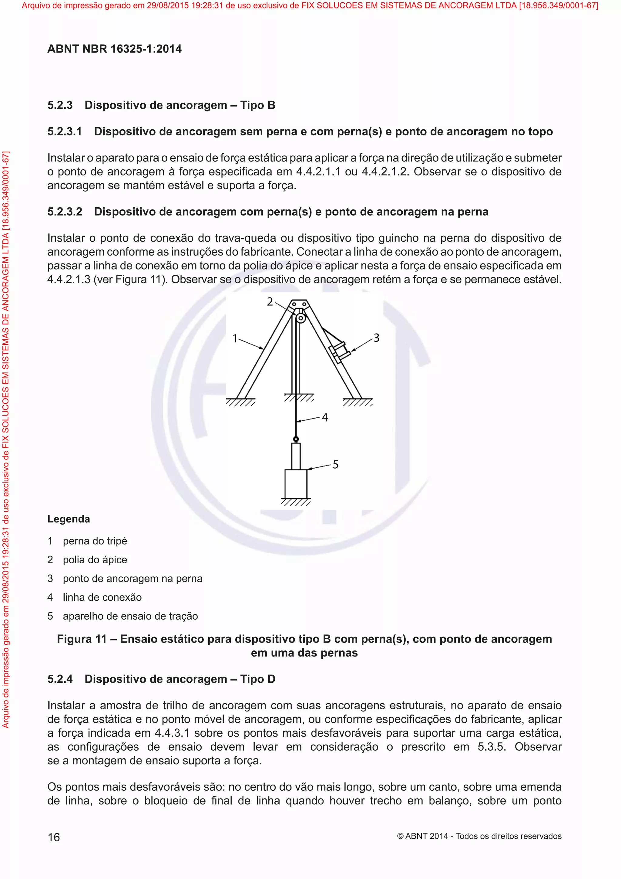 NBR 16325 - parte 1 - dispositivos de ancoragem tipos a, b e d | PDF