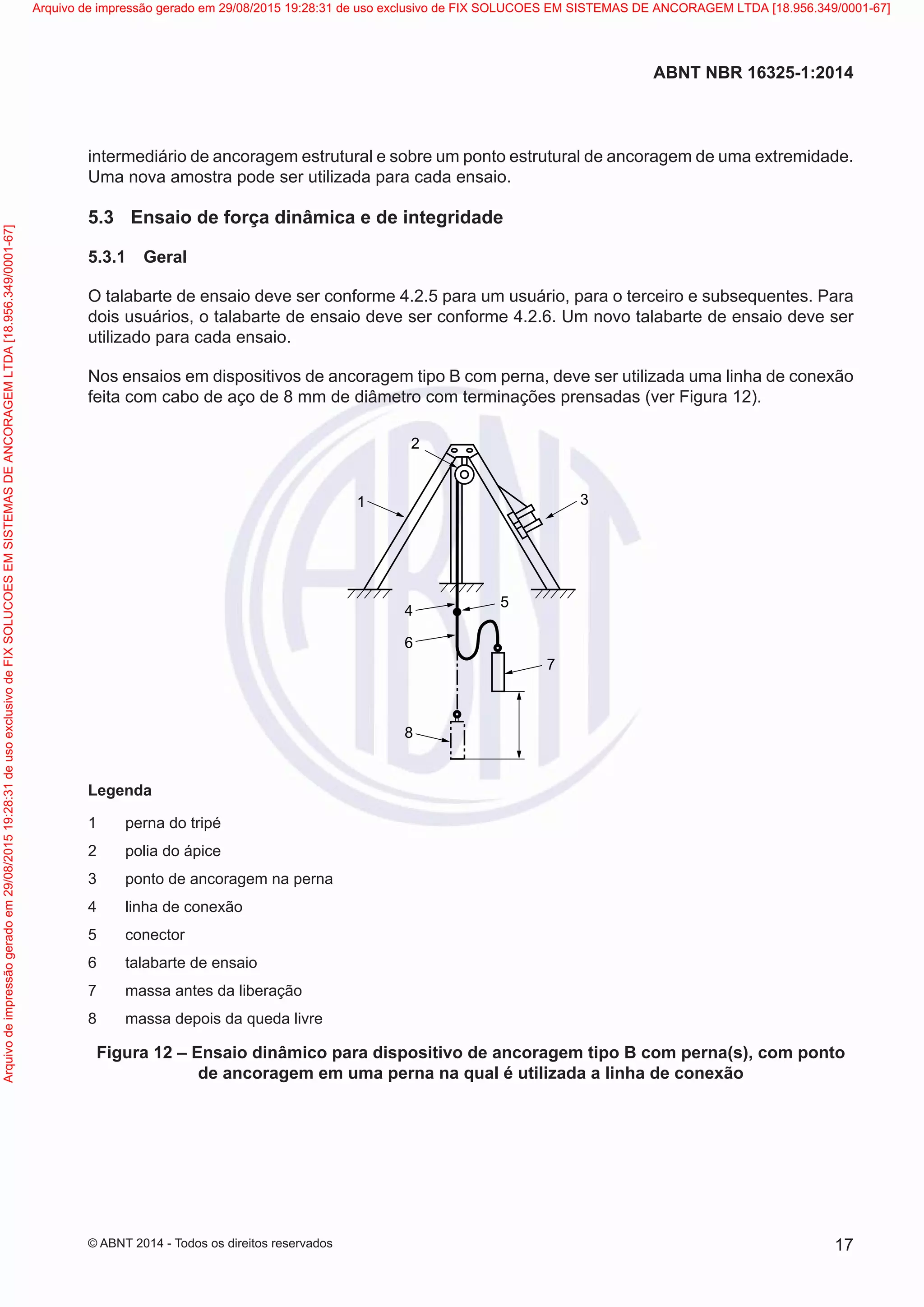 NBR 16325 - parte 1 - dispositivos de ancoragem tipos a, b e d | PDF