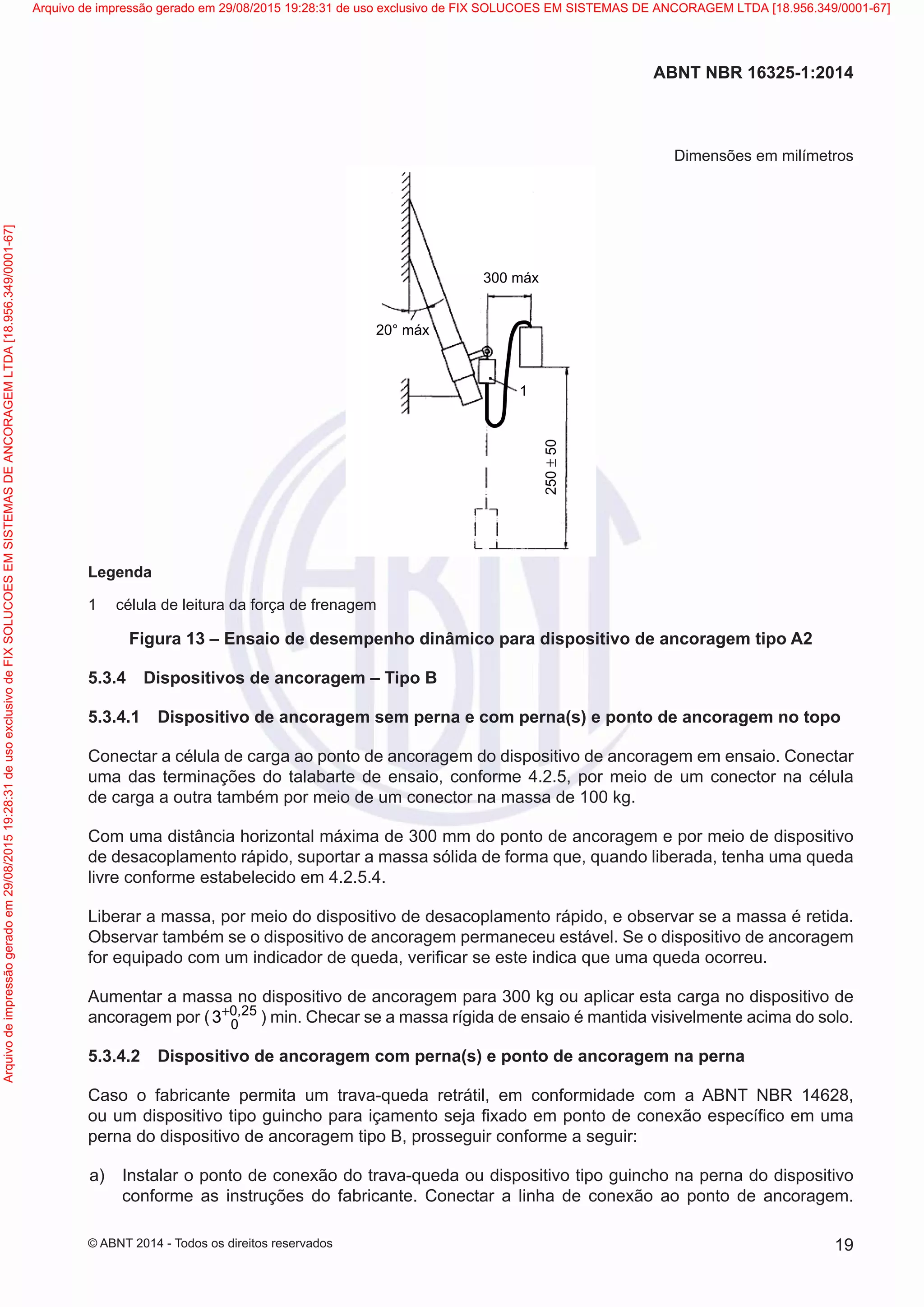NBR 16325 - parte 1 - dispositivos de ancoragem tipos a, b e d | PDF