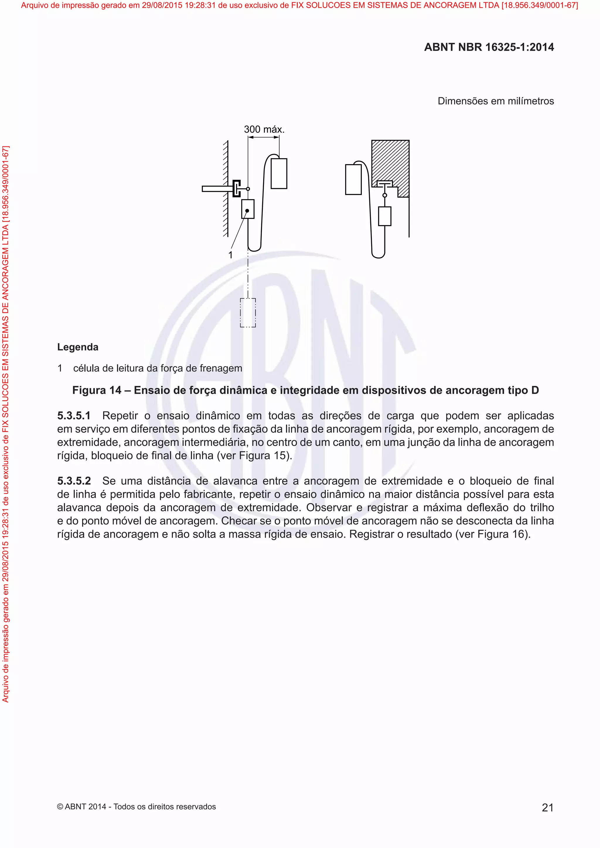 NBR 16325 - parte 1 - dispositivos de ancoragem tipos a, b e d | PDF