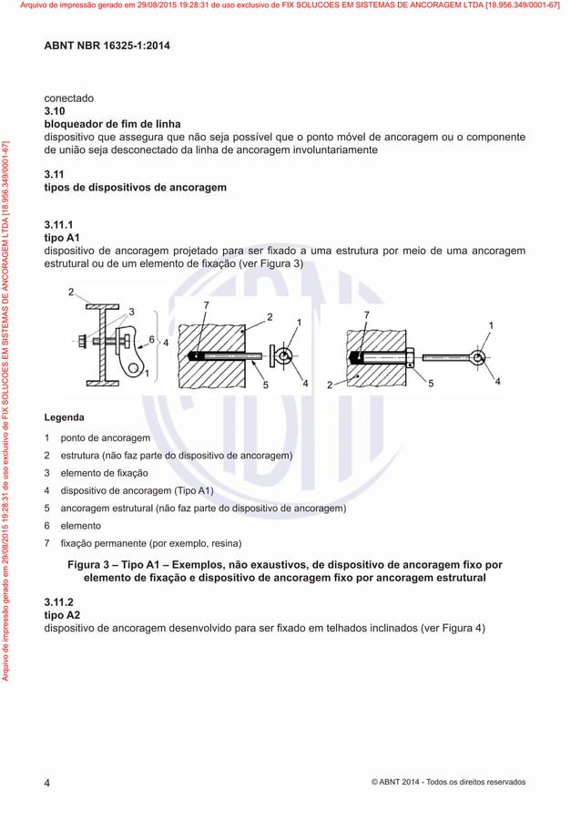 NBR 16325 - parte 1 - dispositivos de ancoragem tipos a, b e d | PDF