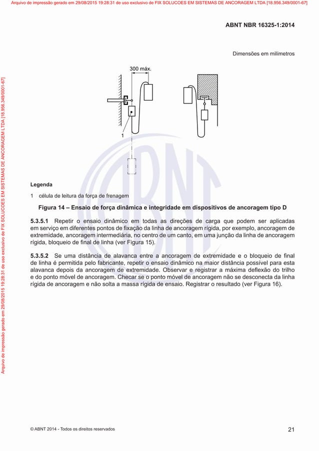 NBR 16325 - parte 1 - dispositivos de ancoragem tipos a, b e d | PDF
