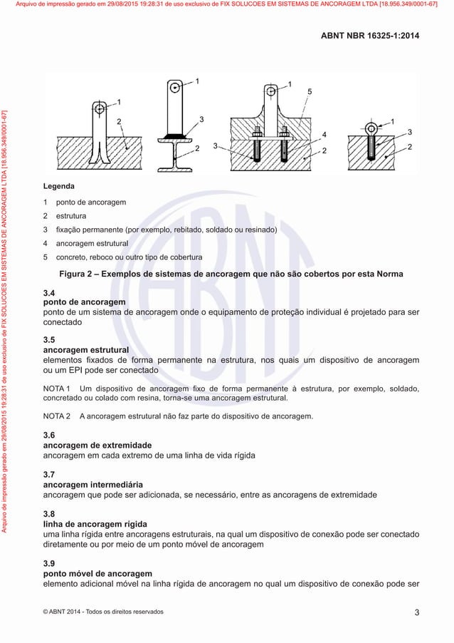 NBR 16325 - parte 1 - dispositivos de ancoragem tipos a, b e d | PDF