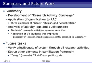 Gamifying Research Activity Support System | PPTX | Computer Software and Applications | Computing