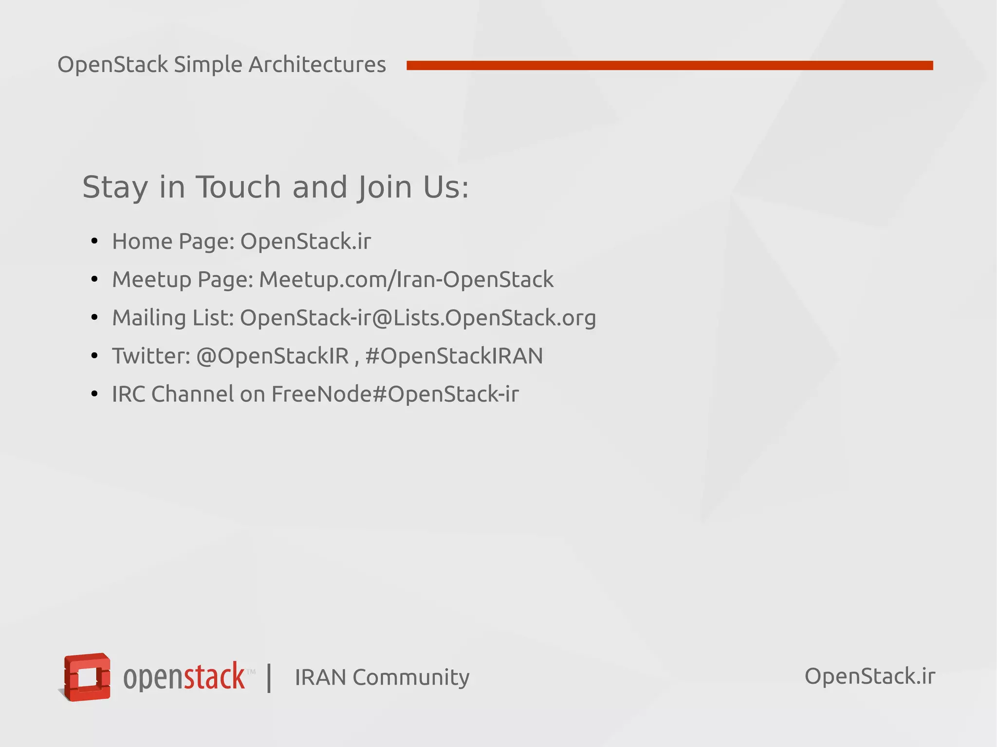 Mastering OpenStack - Episode 01 - Simple Architectures | PPT