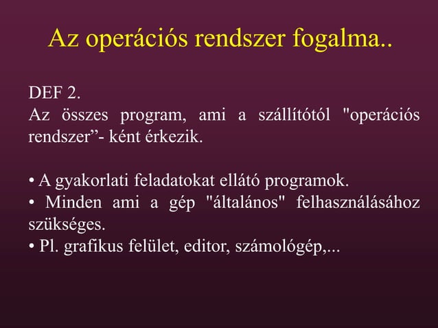 01 operacios rendszer celja es fogalma | PPT