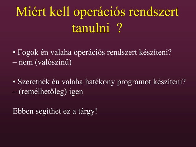 01 operacios rendszer celja es fogalma | PPT