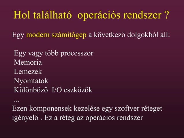 01 operacios rendszer celja es fogalma | PPT