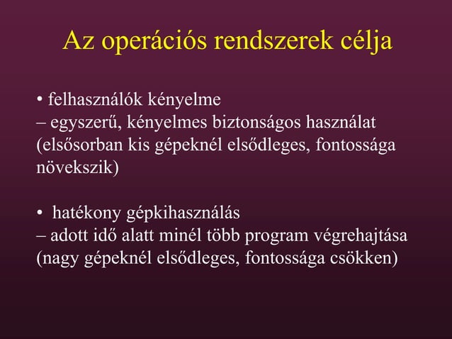 01 operacios rendszer celja es fogalma | PPT