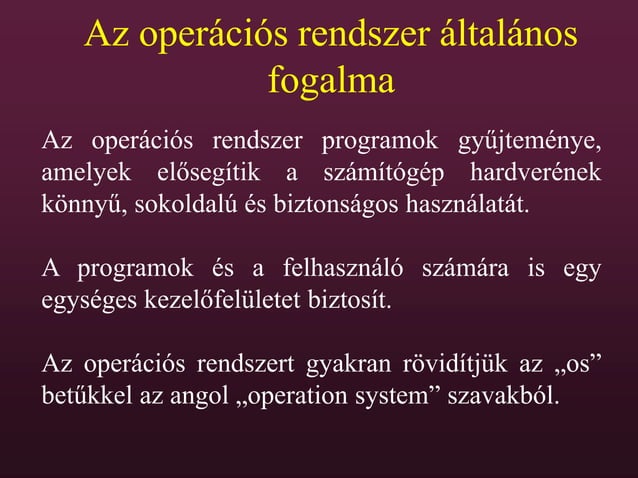 01 operacios rendszer celja es fogalma | PPT